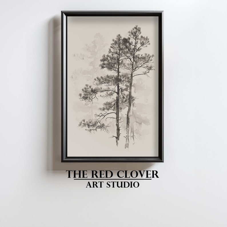 Pine Trees Print | Nature Sketch | Timeless Home Decor | Neutral Line ...