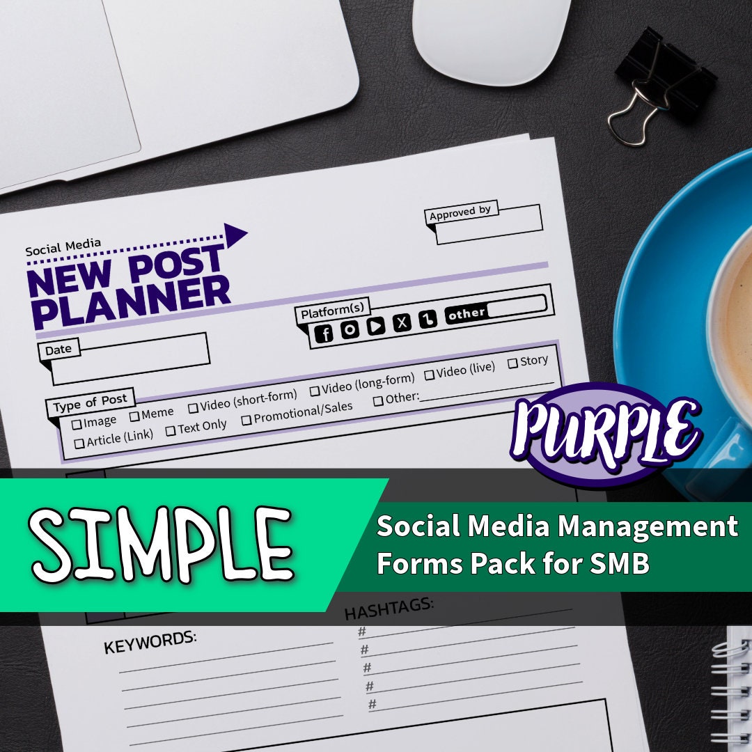 SIMPLE Social Media Forms Pack - Essential Tools for Small Business ...