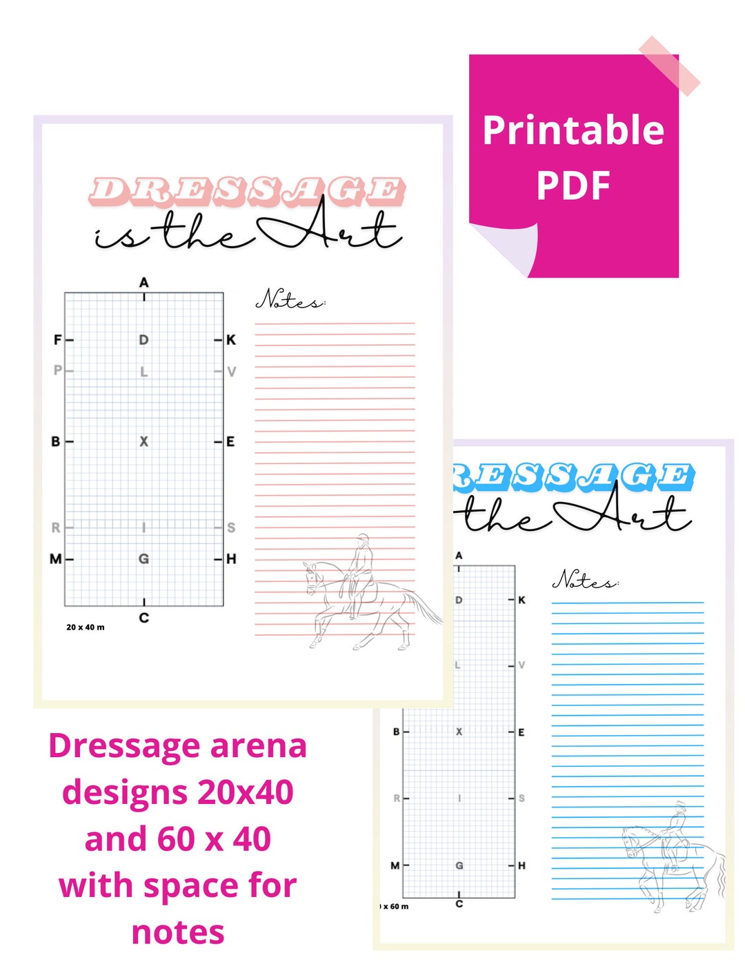 Equestrian Gift: Dressage Arena Printable Riding Planner - Instant ...