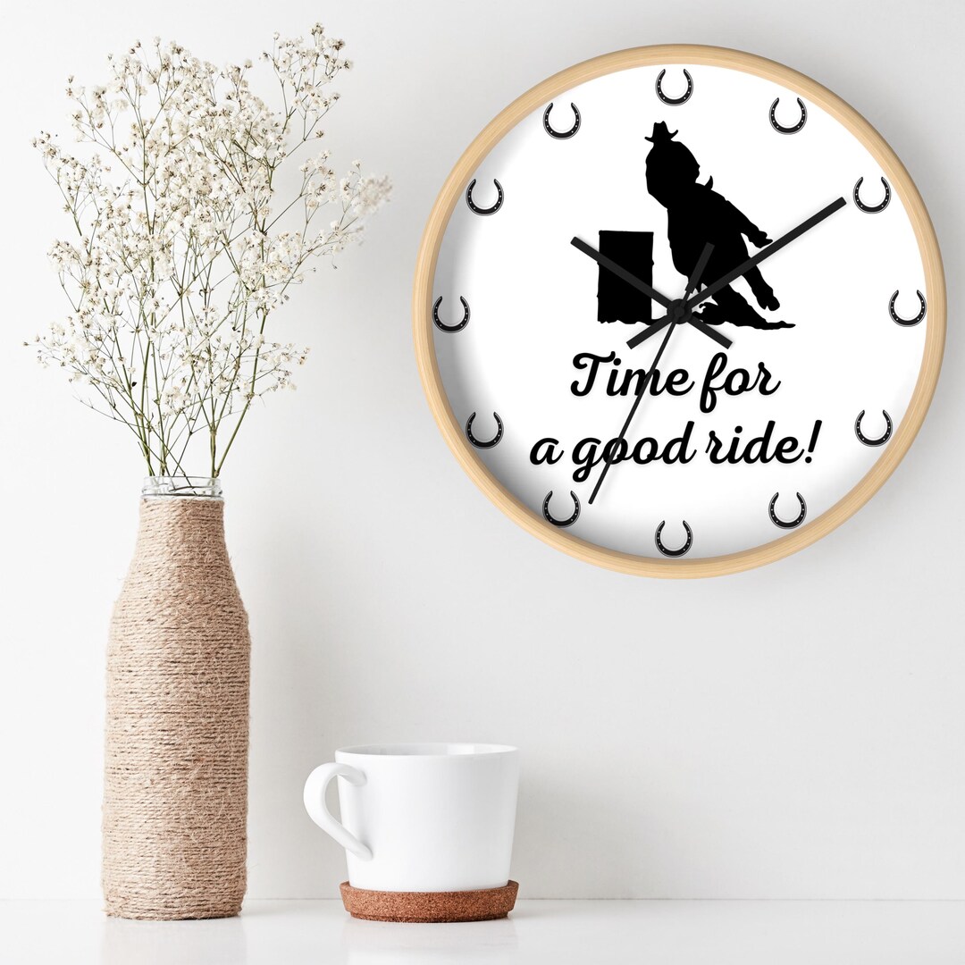 Wood Wall Clock Barrel Racing Horse, Home Decor Gift for Cowboy and ...