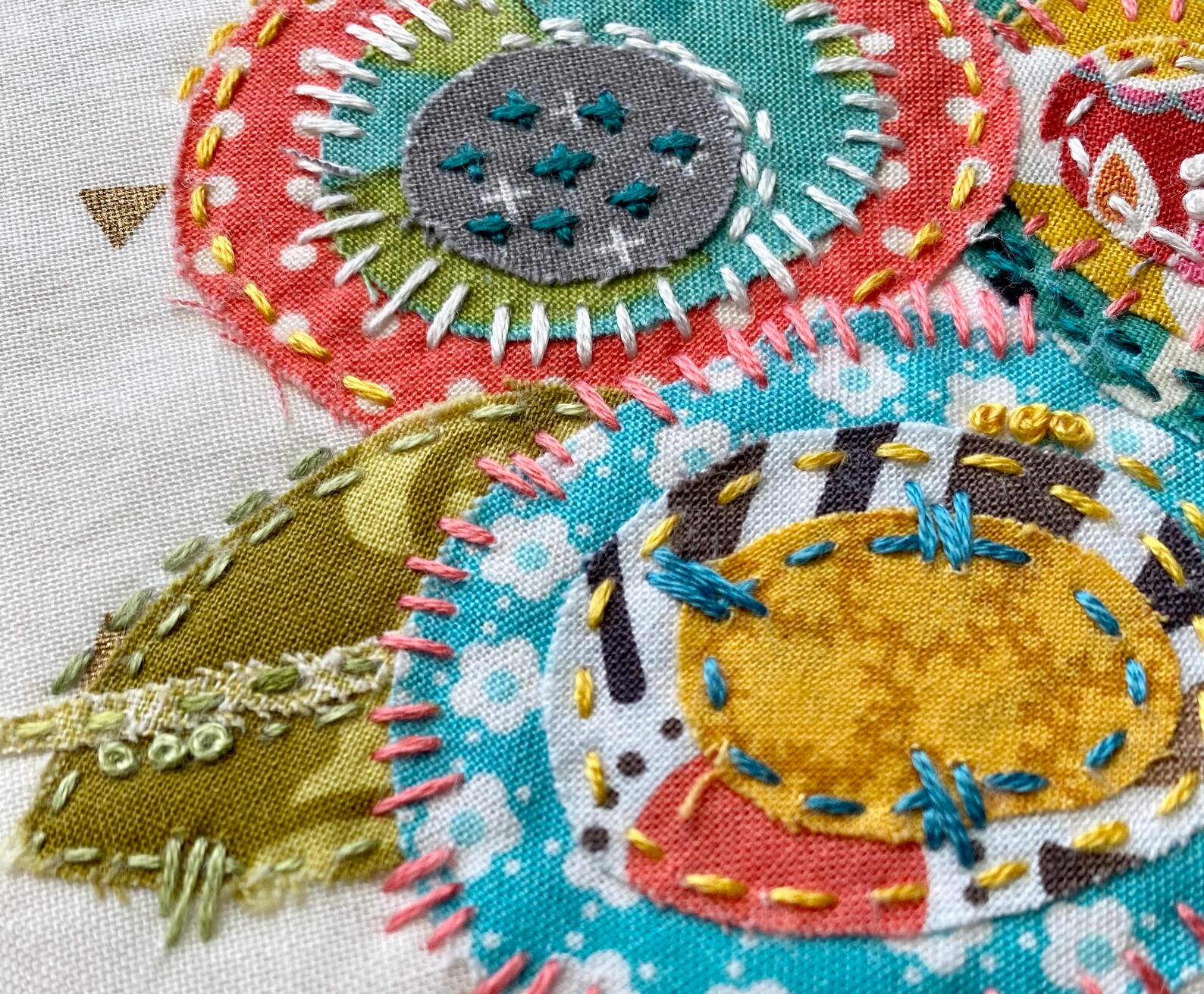 Scrappy Flower Bunch Banner Hand Embroidered Applique Wall | Etsy