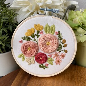 The Madeline Hoop Embroidery Pattern: Floral Design, Full-color ...