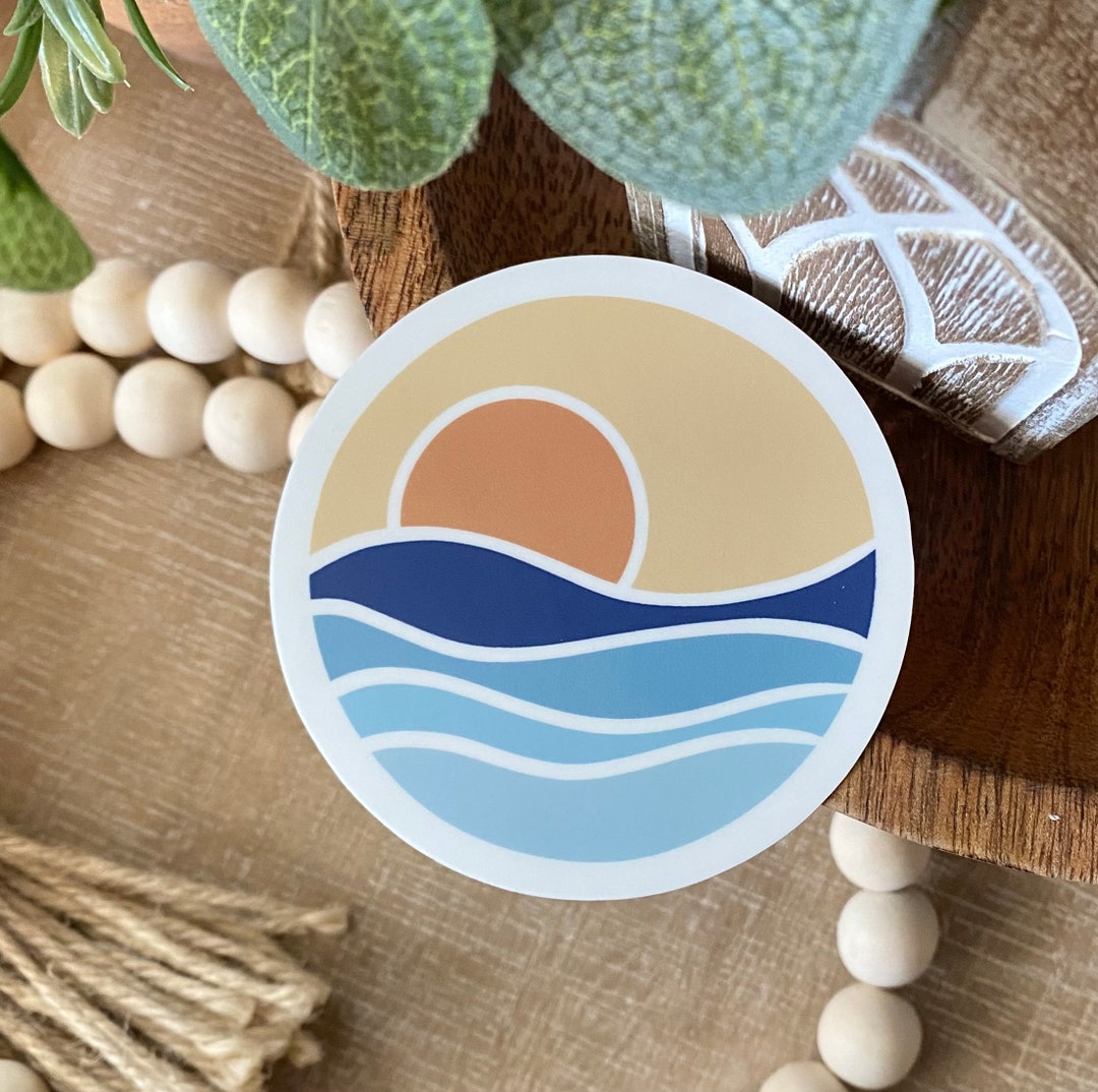 Ocean Sunset Sticker | Vinyl Sticker | Sticker for Water Bottle, Laptop ...
