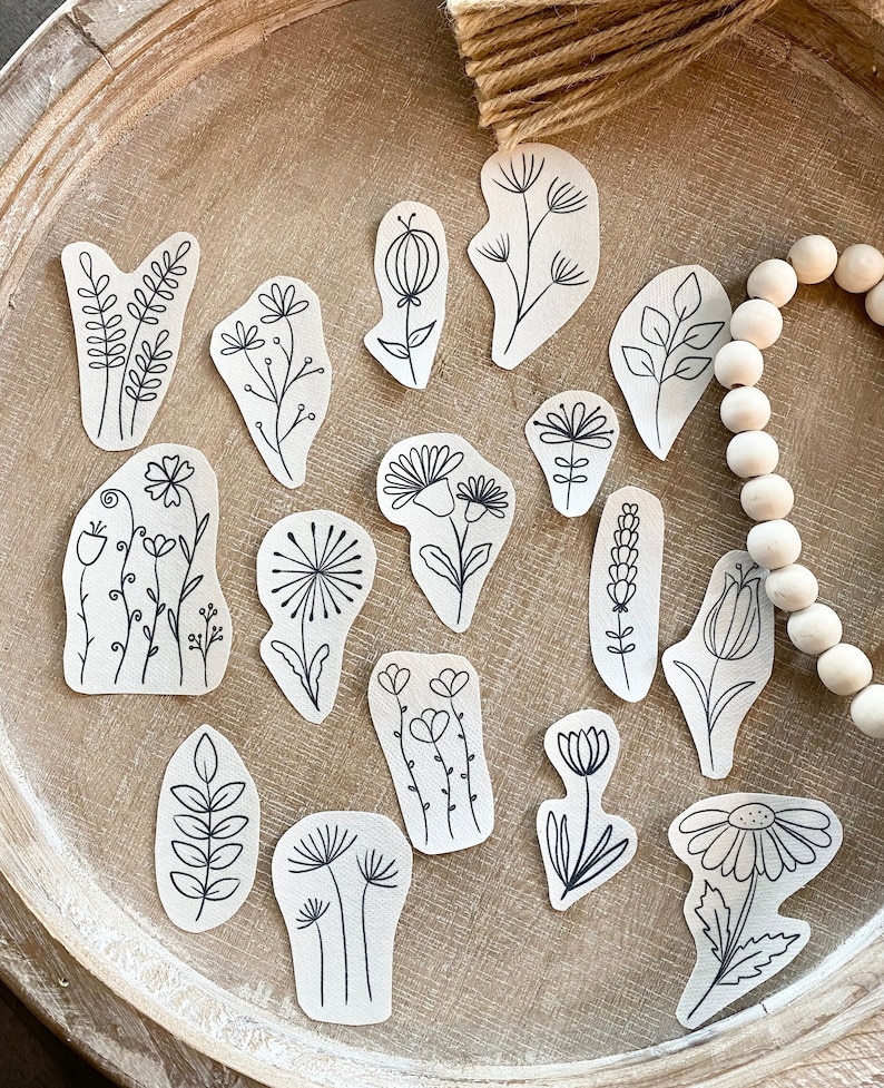 Wildflower Stick and Stitch Embroidery Pattern | 16 Designs | Peel and ...