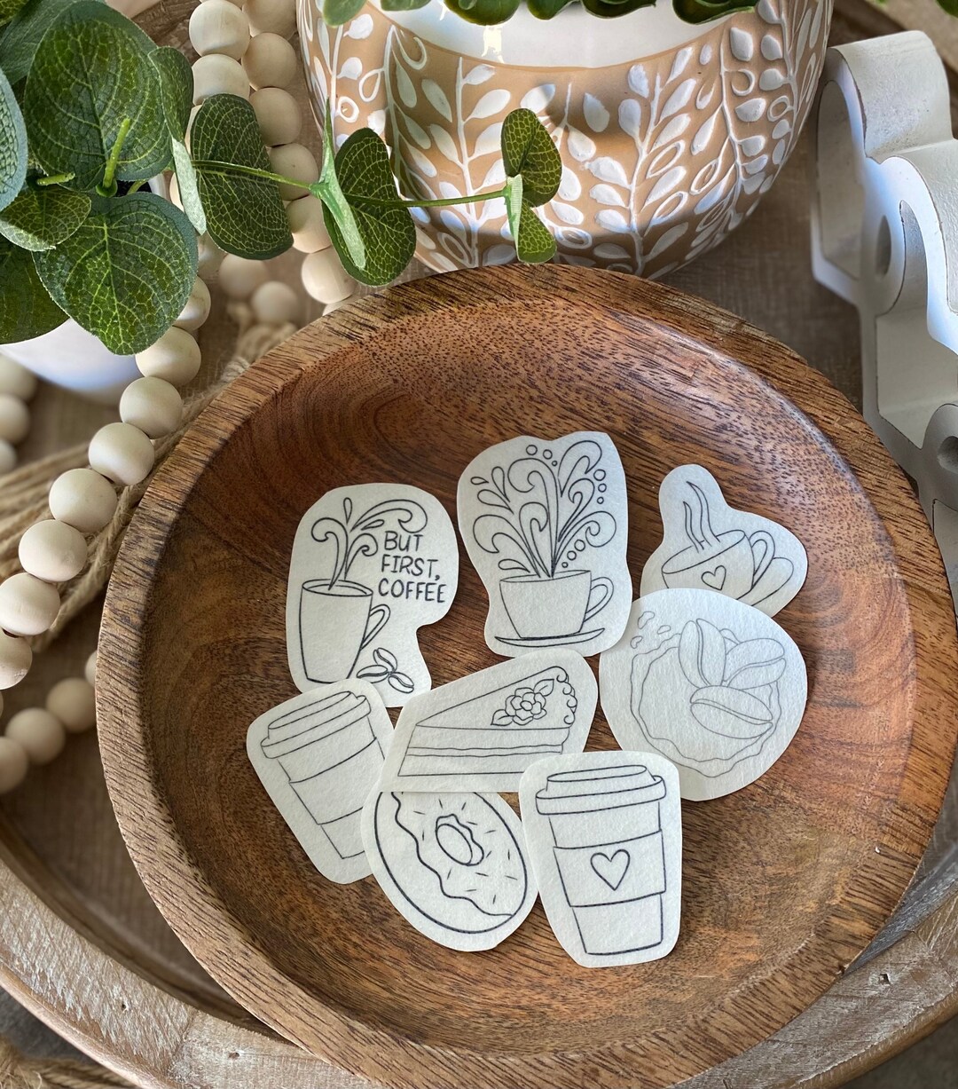 Coffee Shop Stick and Stitch Embroidery Pattern | 8 Designs | Peel and ...