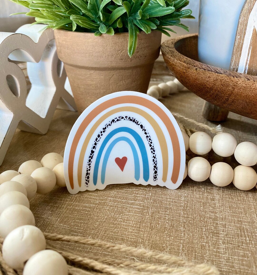 Boho Rainbow Sticker | Vinyl Sticker | Sticker for Water Bottle, Laptop ...
