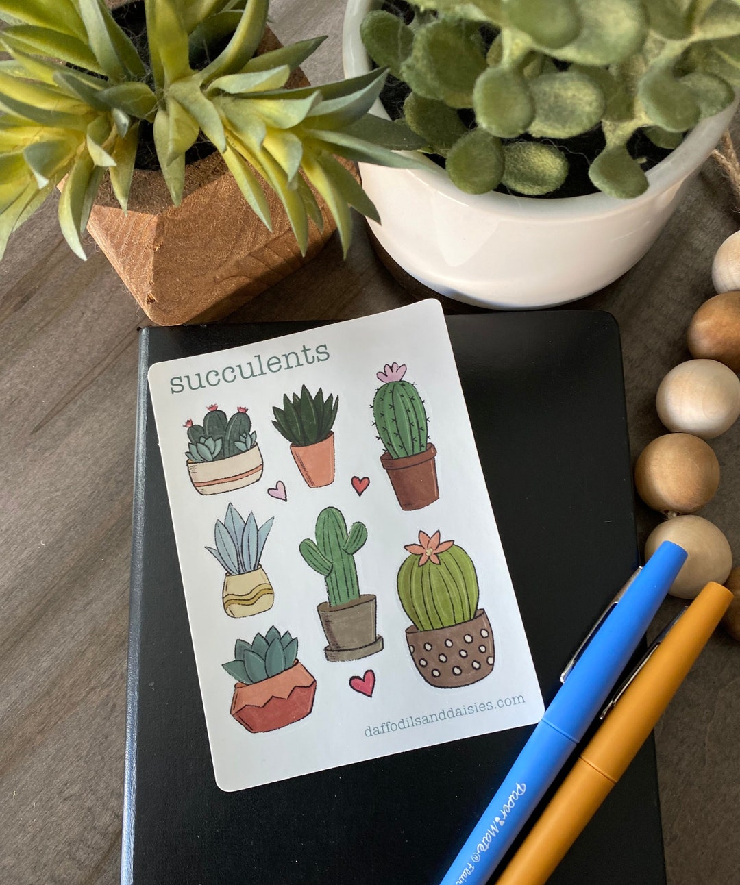 Succulent Sticker Sheet Vinyl Sticker Sheet 7 Stickers for Planners ...