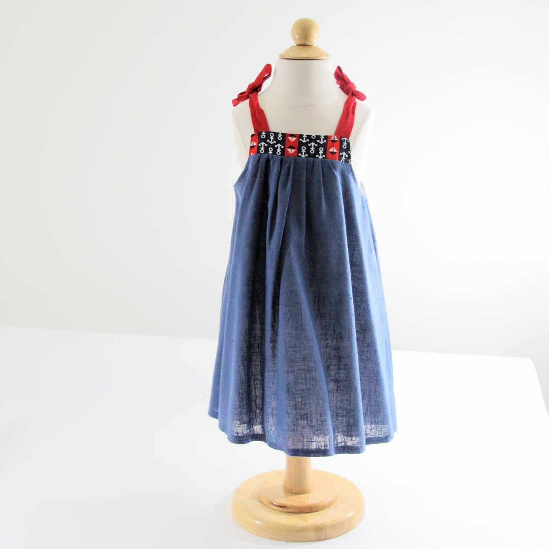 Girls Dress 3T, Nautical Sailor Summer Sundress, Patriotic Anchor Beach ...