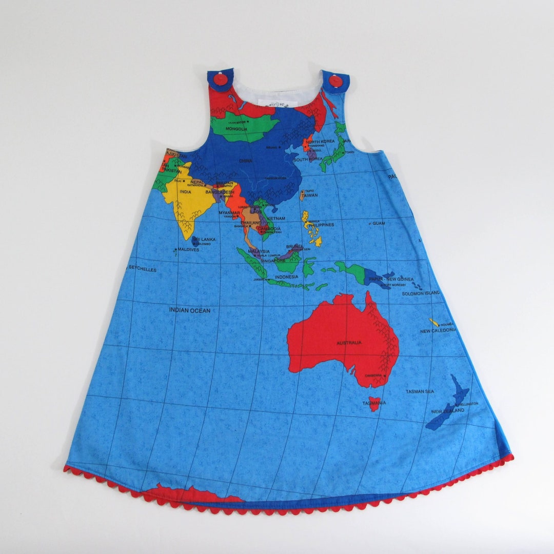 Girls Dress 6T, World Map Geography Explorer Globe Traveler Jumper ...