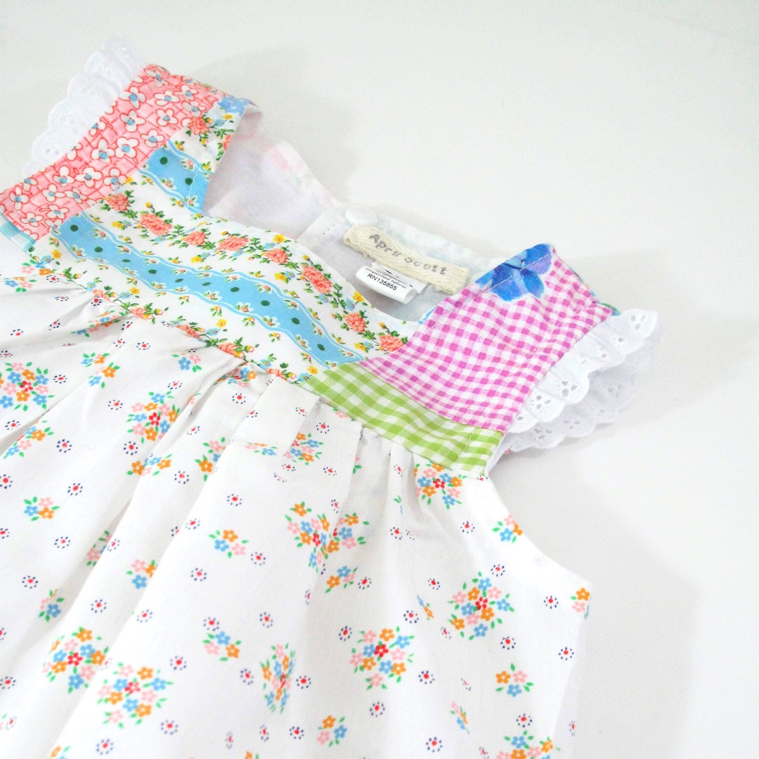Girls Easter Dress 2T Cottagecore Patchwork Prairie Pinafore Dress ...