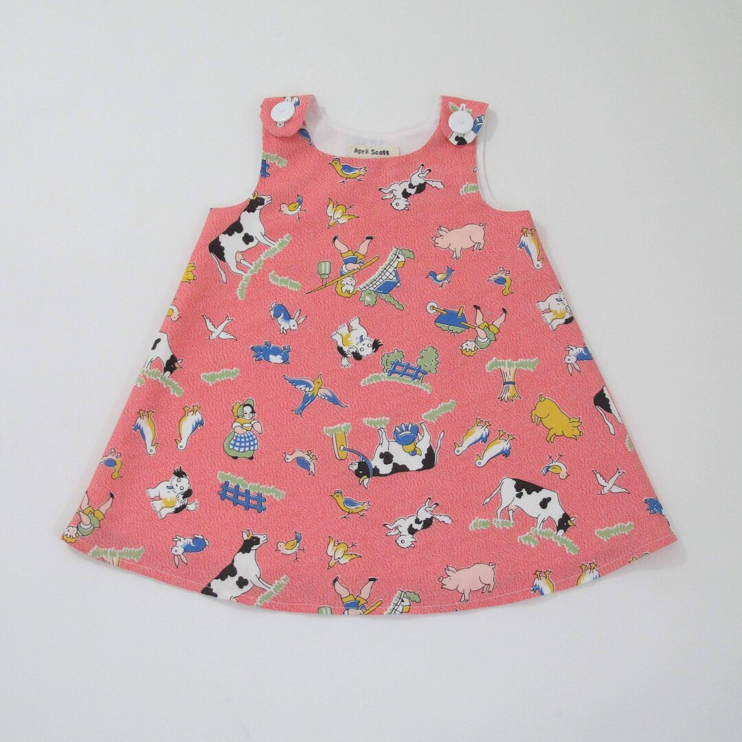 Girls Dress, Barnyard Birthday Farm Animal Baby Dress, Pink Toddler ...