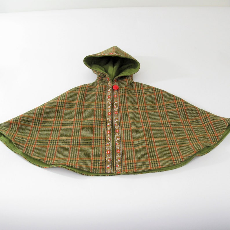 Girls Wool Cloak 6T With Hood Houndstooth Plaid Girls Boys - Etsy