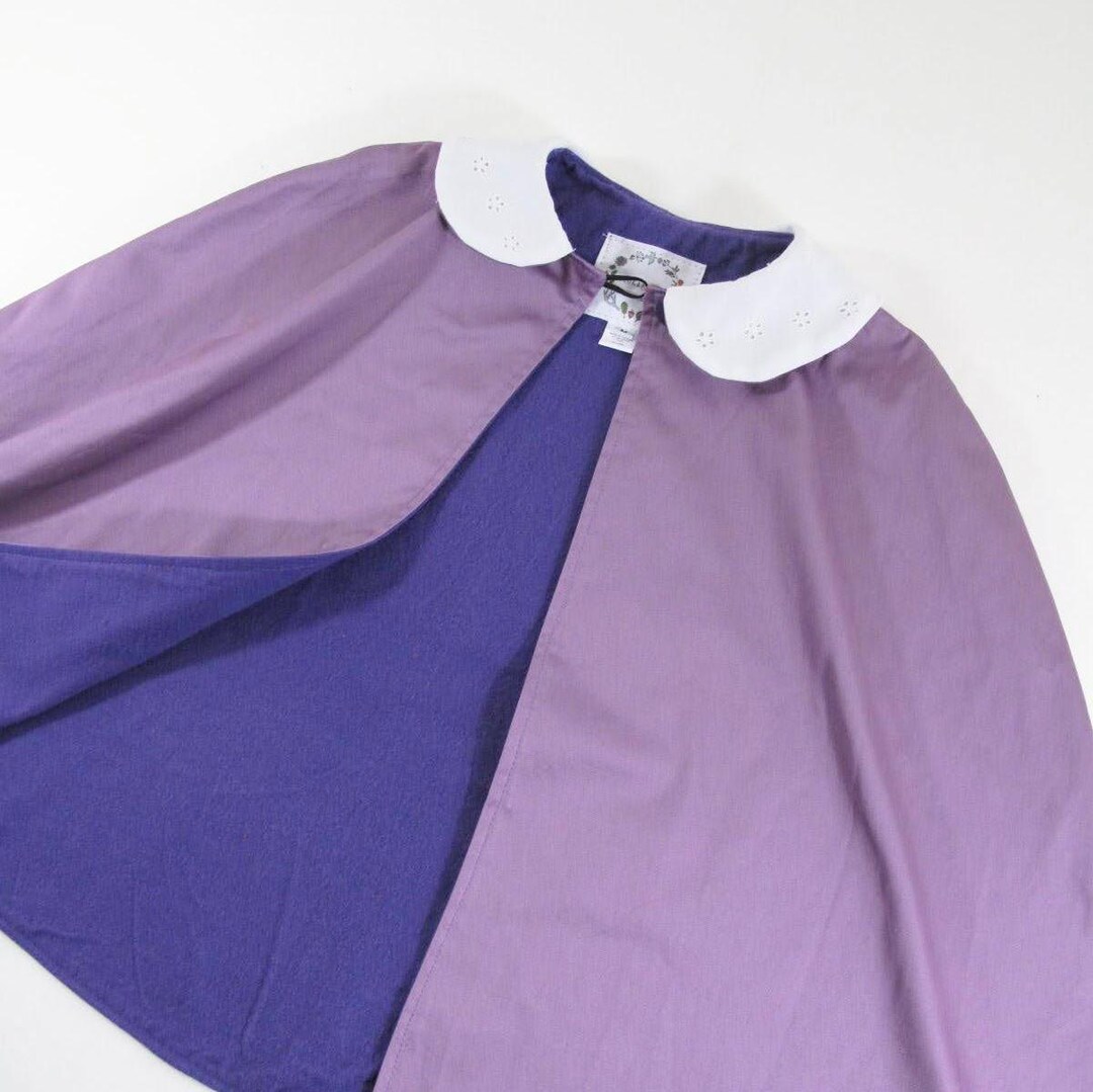 Girls Purple Cape With Lace Collar, Classic Traditional Fantasy Spring ...