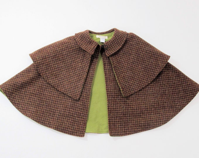 Sherlock Holmes Detective Cape, Houndstooth Wool Cloak for Girls, Boys ...