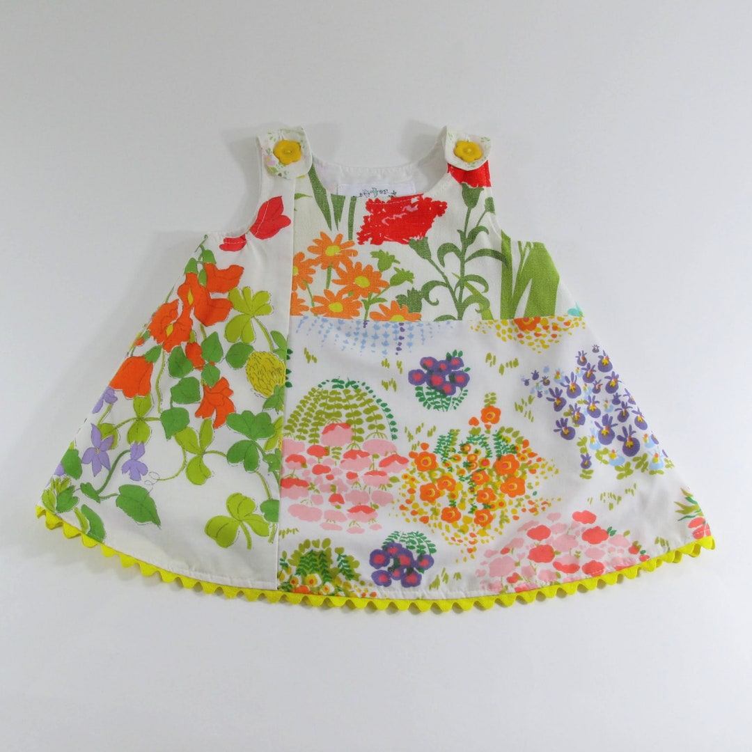 Baby Girls Dress 12M, Handmade Upcycled Clothing Floral Patchwork ...