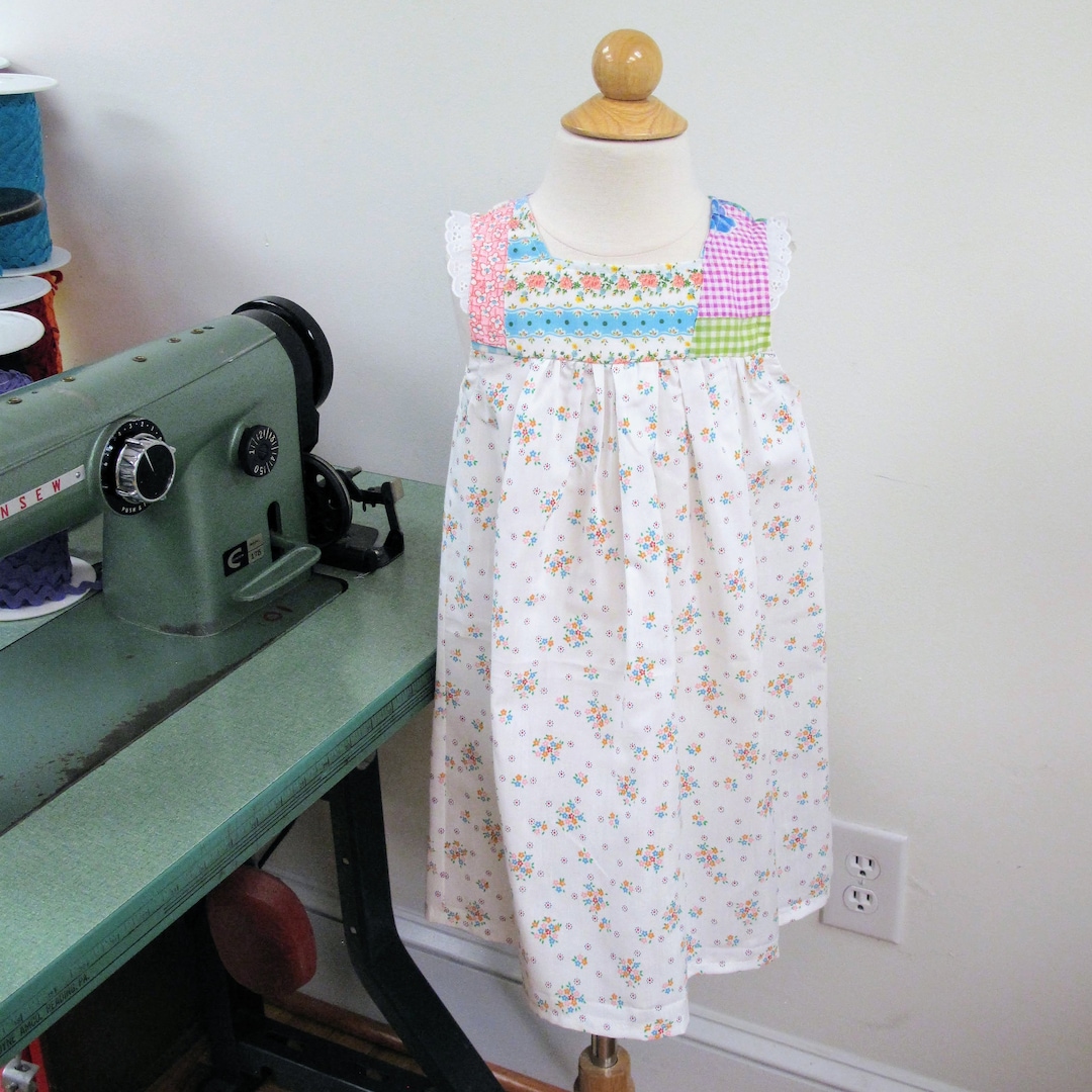 Girls Easter Dress 2T Cottagecore Patchwork Prairie Pinafore Dress ...