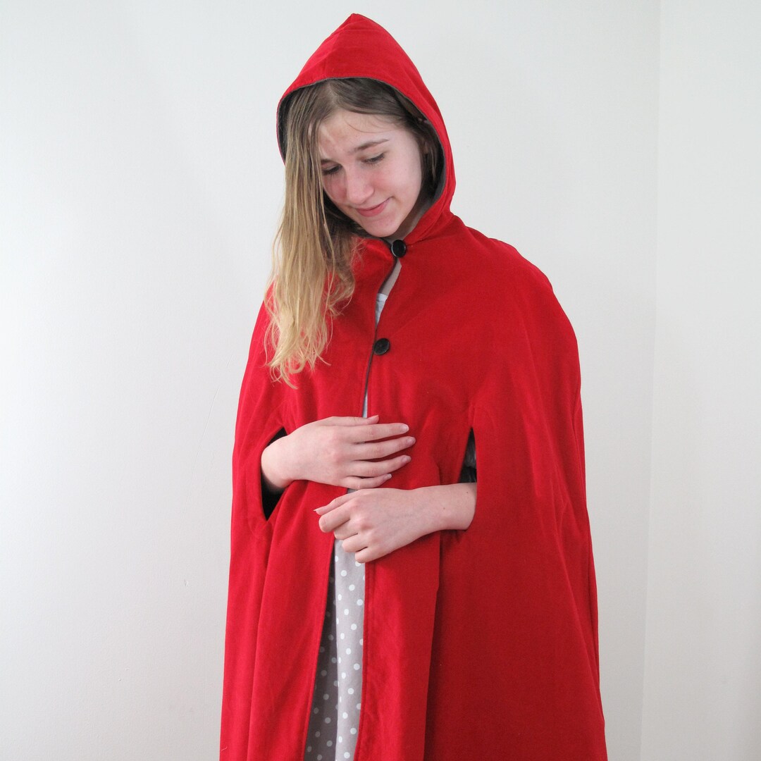 Size 6 Girls Long Little Red Riding Hood Cape With Arm Slits, Red ...