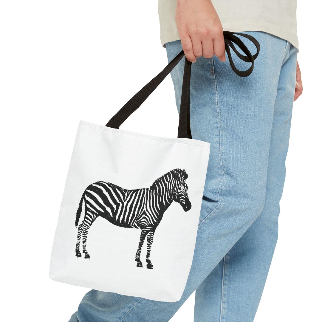 Zebra Stamped Tote | All-over Print Animal Stripe Bag - Etsy