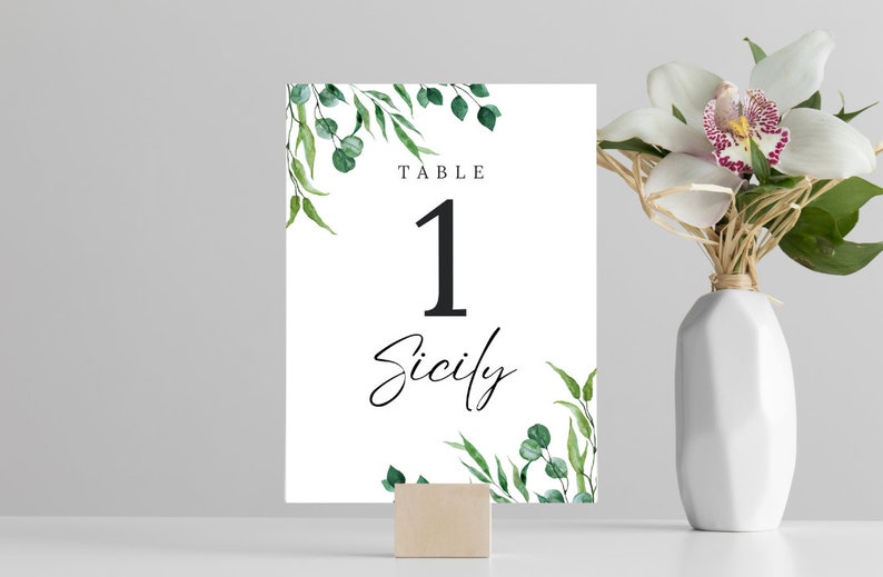 Botanical Wedding Table Name & Number Sign Customisable Table Signs ...