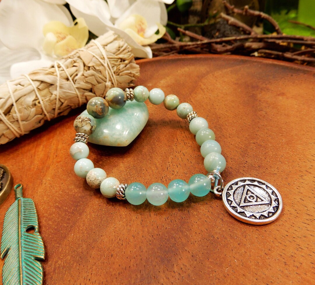 Communication Support Throat Chakra Gemstone Crystal Mala Bracelet ...