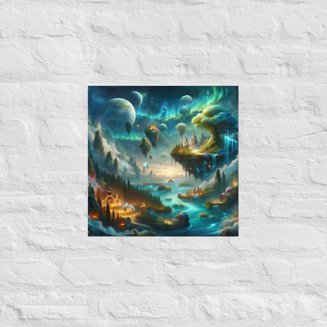 Aurora's Sanctuary: Aether Haven, Wall Poster, Fantasy Art Print ...