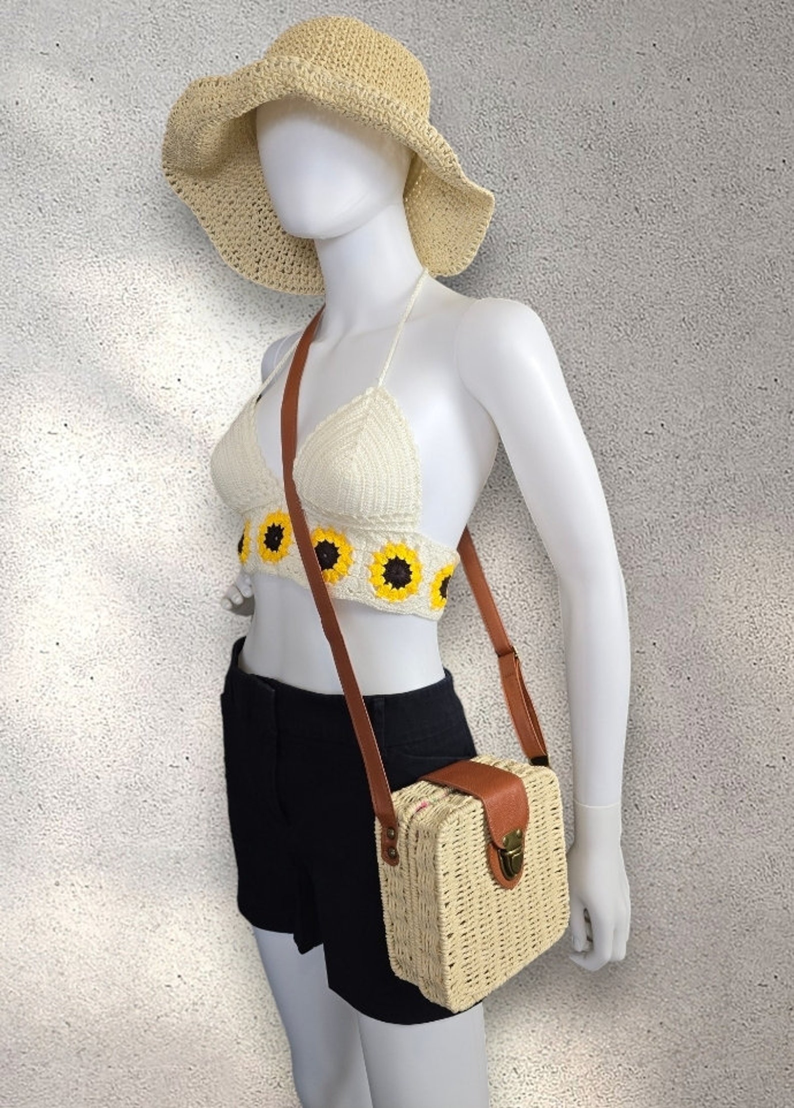Handmade Raffia Straw Woven Shoulder Crossbody Bag Purse - Summer Beach ...