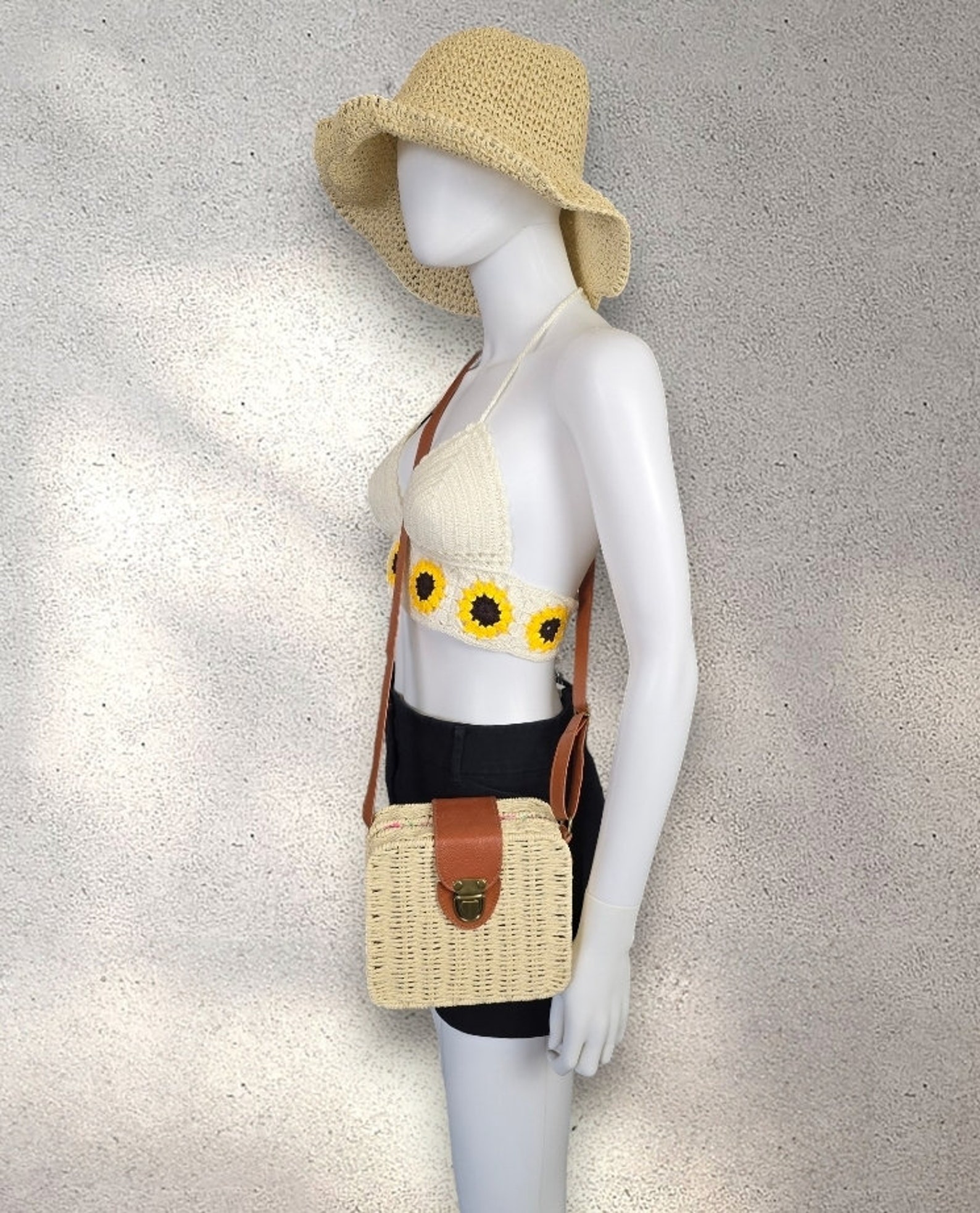 Handmade Raffia Straw Woven Shoulder Crossbody Bag Purse - Summer Beach ...