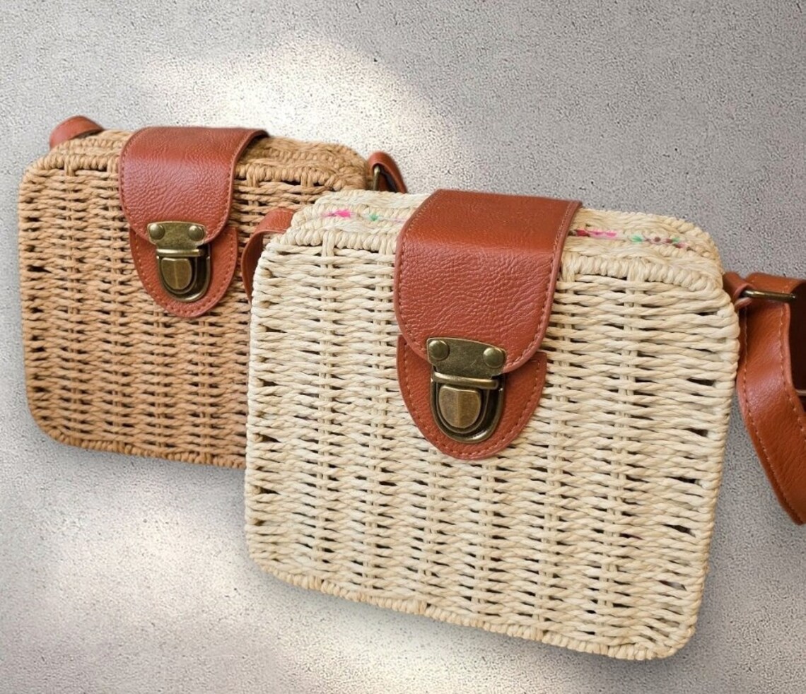 Handmade Raffia Straw Woven Shoulder Crossbody Bag Purse - Summer Beach ...
