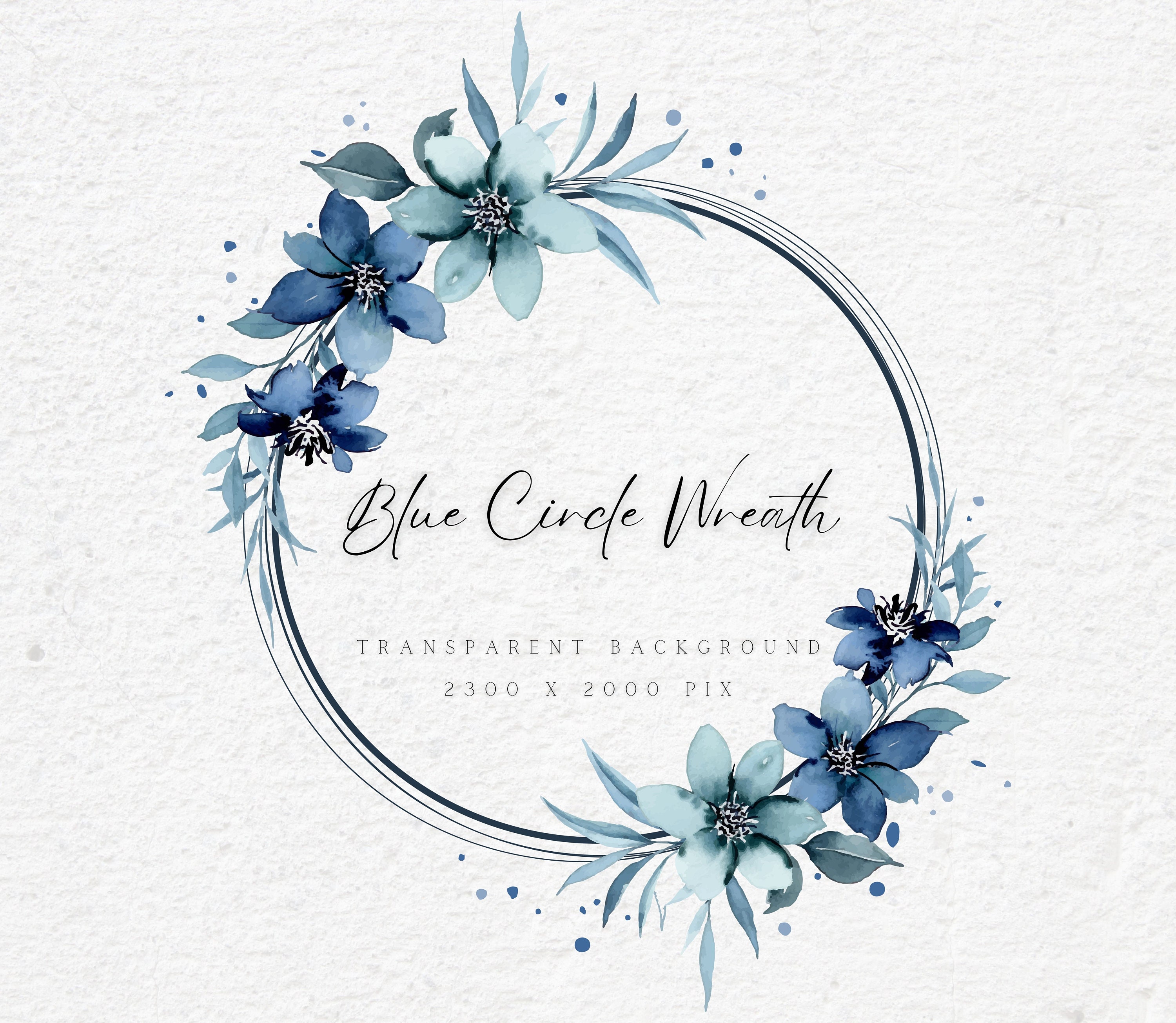 Blue Watercolor Floral Circle Frame, Blue Flower Frame PNG, Blue Flower ...