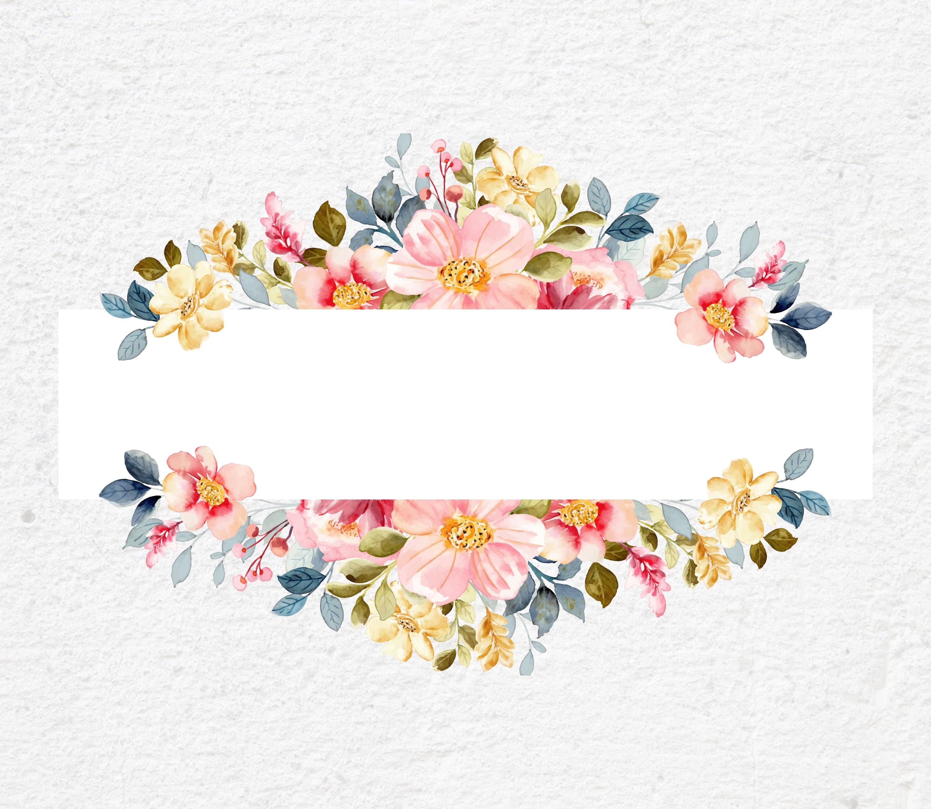Flower Border Set Png, Watercolor Wildflower Border, Rose Floral ...