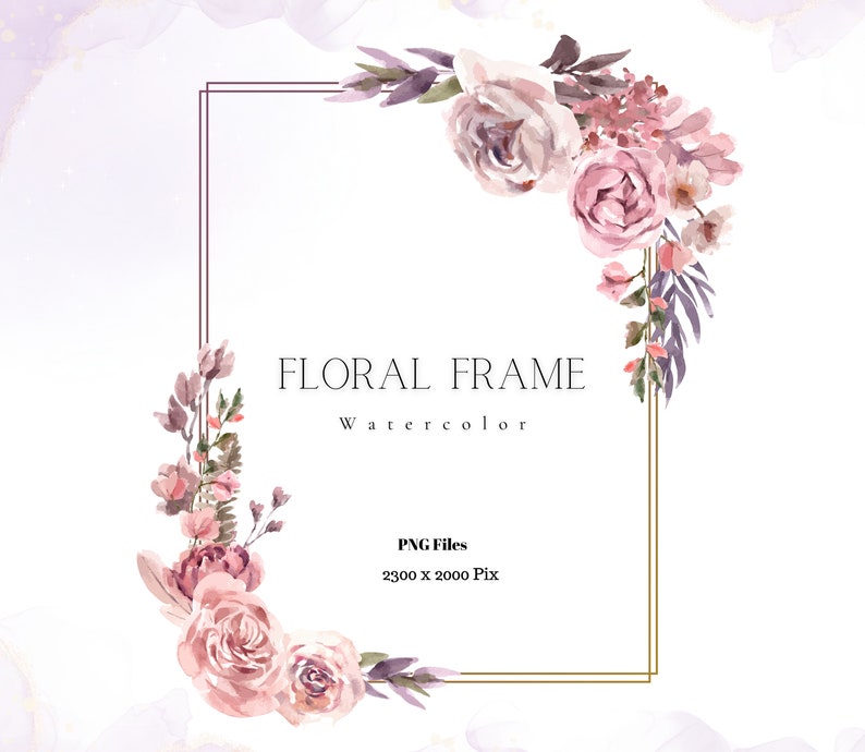 Watercolor Floral Frame Png, Dusty Wreath Png, Flower Wreath Clipart ...