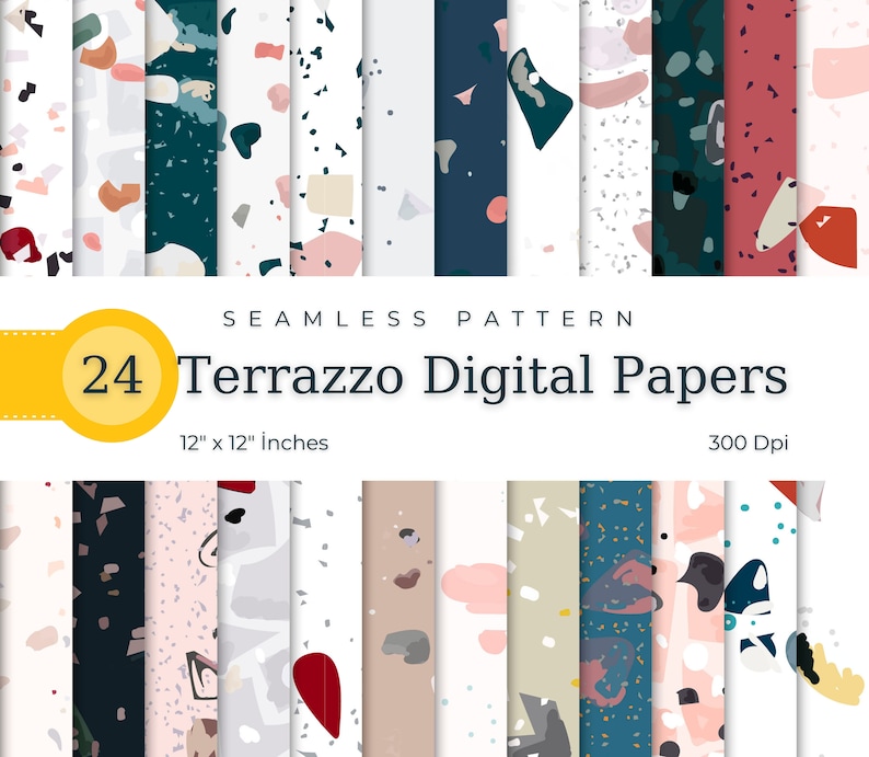 Terrazzo Digital Papers, Terrazzo Texture Design Resource, Pastel ...