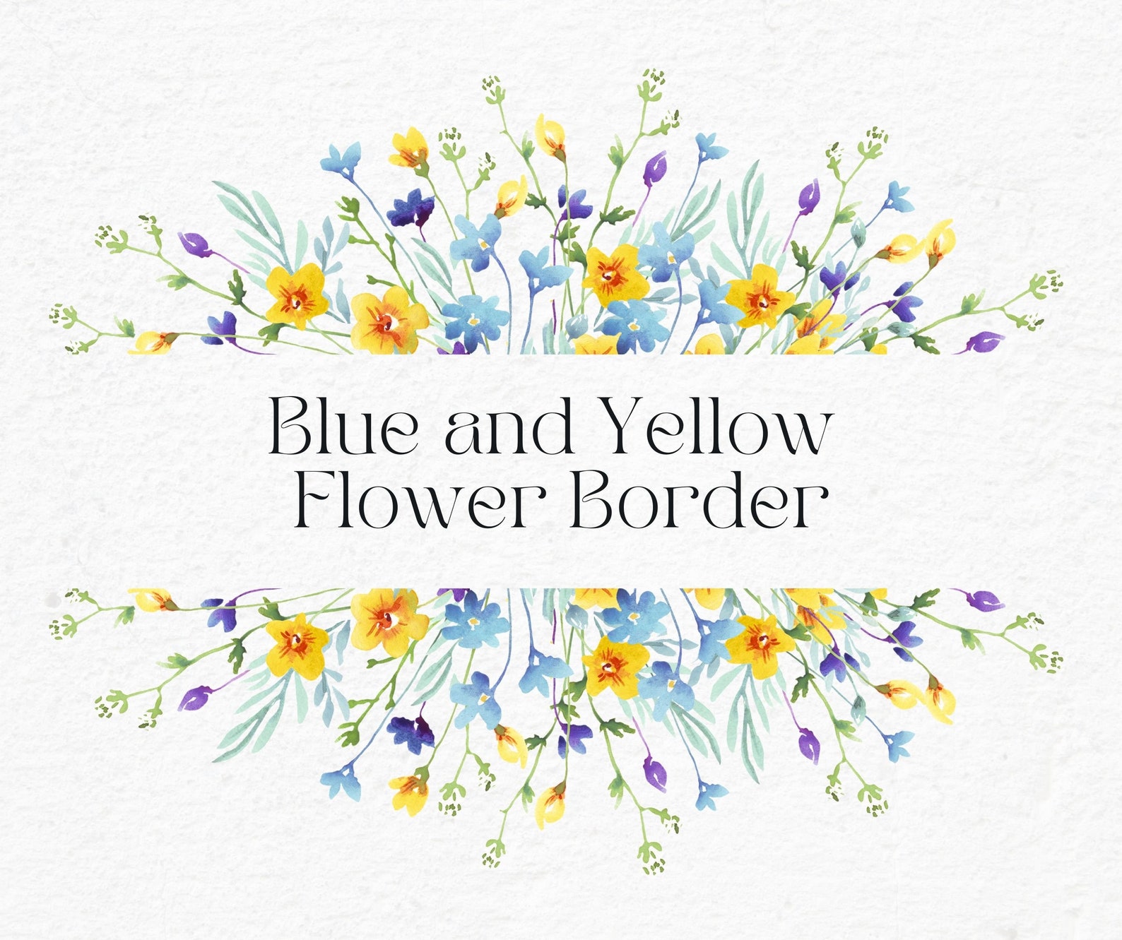 Blue and Yellow Wildflower Border Png, Watercolor Flower Clipart ...
