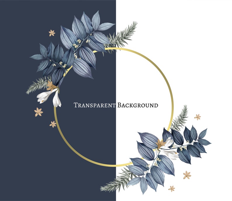 Watercolor Blue Circle Wreath Png, Flower Wreath Png, Wedding Floral ...
