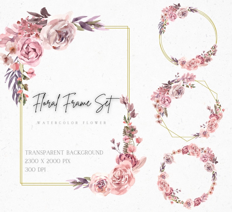 Watercolor Floral Frame Png, Rose Wreath Clipart, Pink Flower Wreath ...