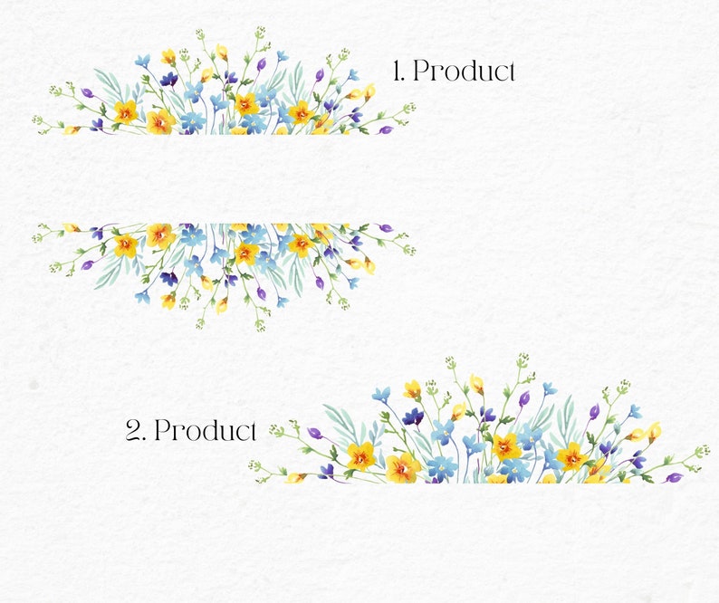 Blue and Yellow Wildflower Border Png, Watercolor Flower Clipart ...