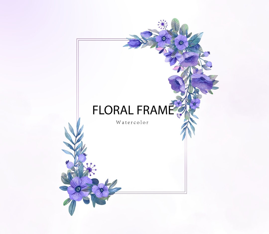 Watercolor Purple Floral Frame Png, Digital Wreath Png, Flower Wreath ...