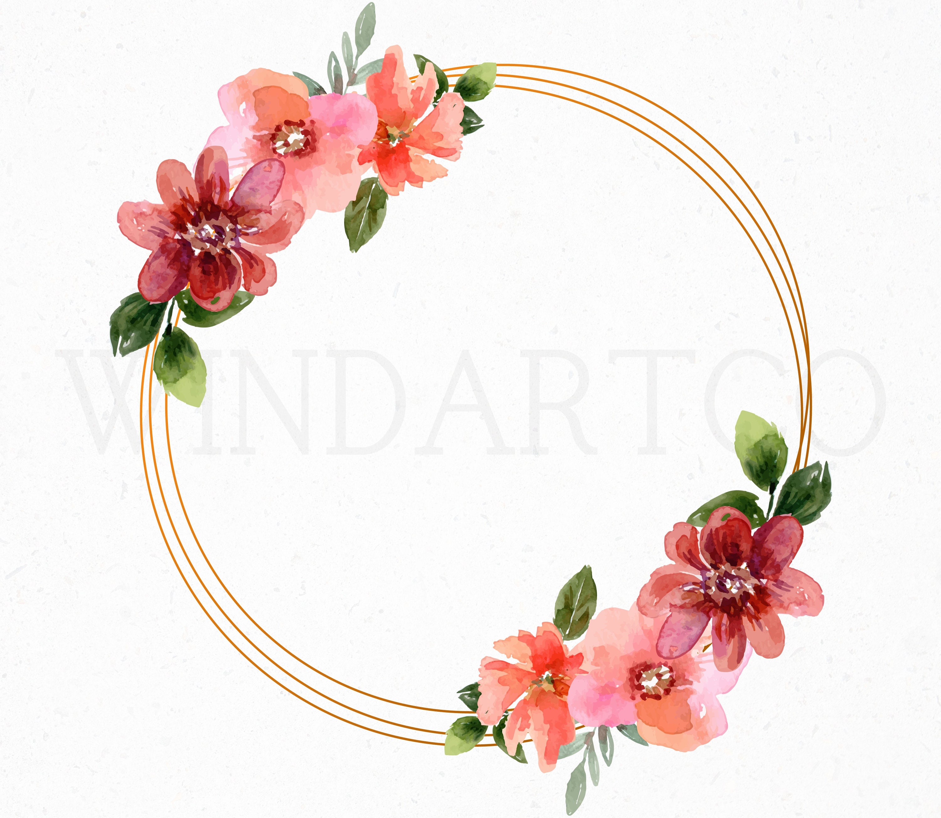 Watercolor Floral Frame Set, Digital Wreath Png Bundle, Floral Wreath ...