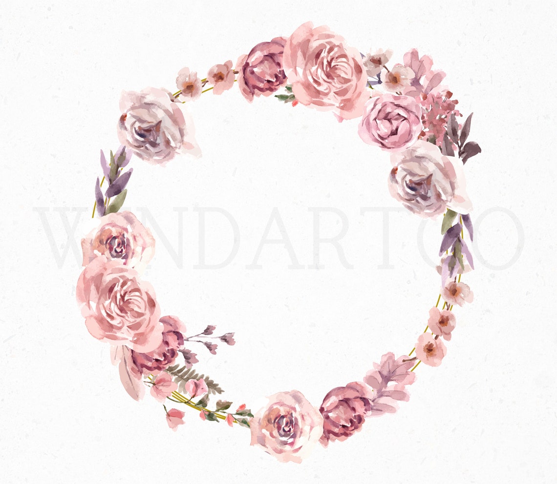 Watercolor Floral Frame Png, Rose Wreath Clipart, Pink Flower Wreath ...