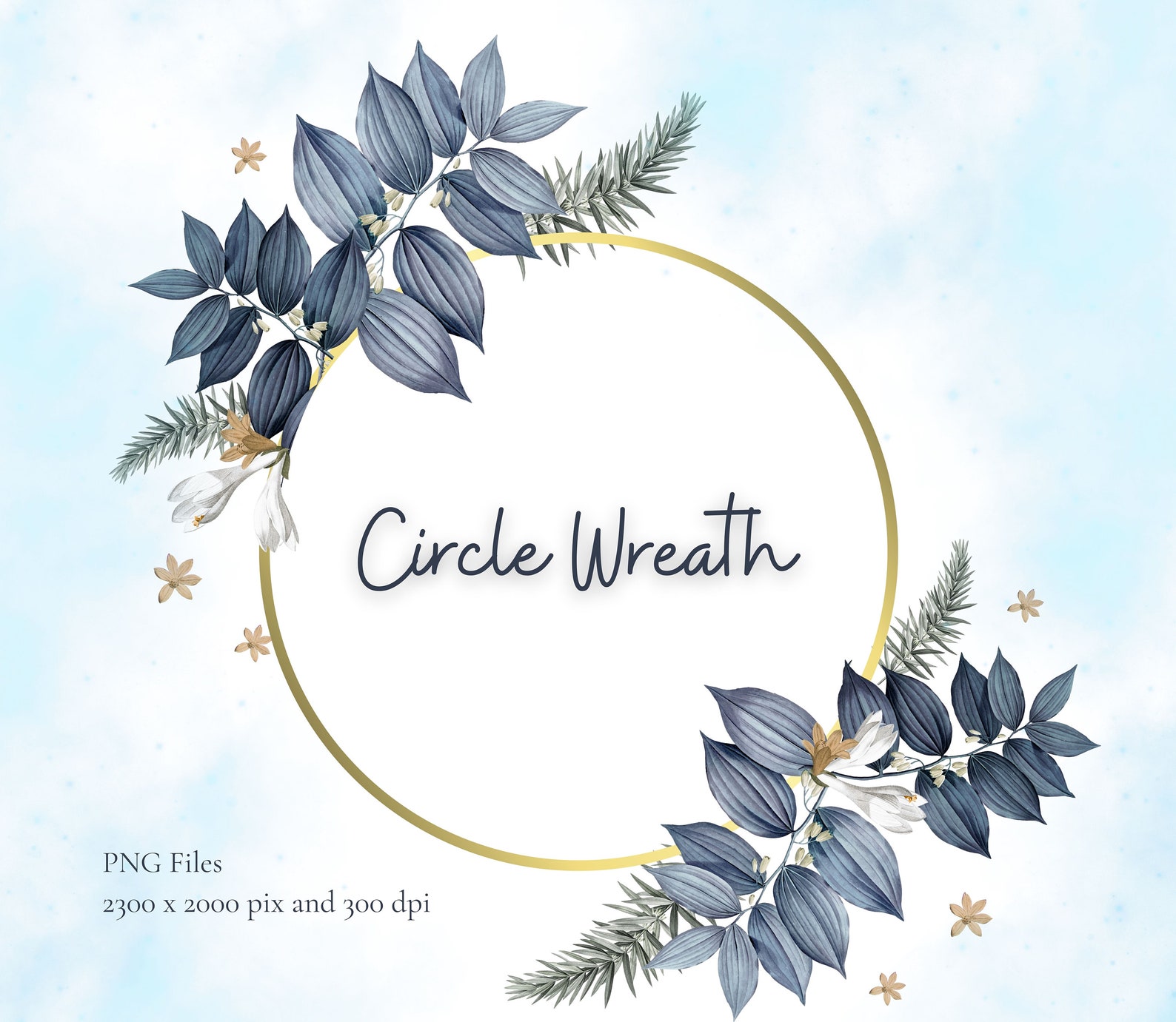 Watercolor Blue Circle Wreath Png, Flower Wreath Png, Wedding Floral ...