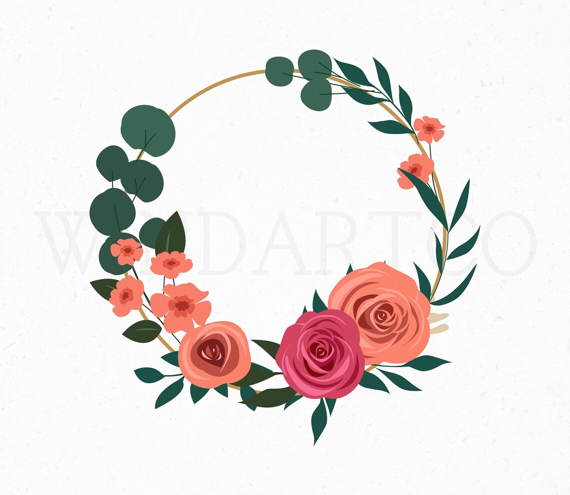 Wedding Circle Frame Png Set, Digital Wreath Png Bundle, Circle Wreath ...