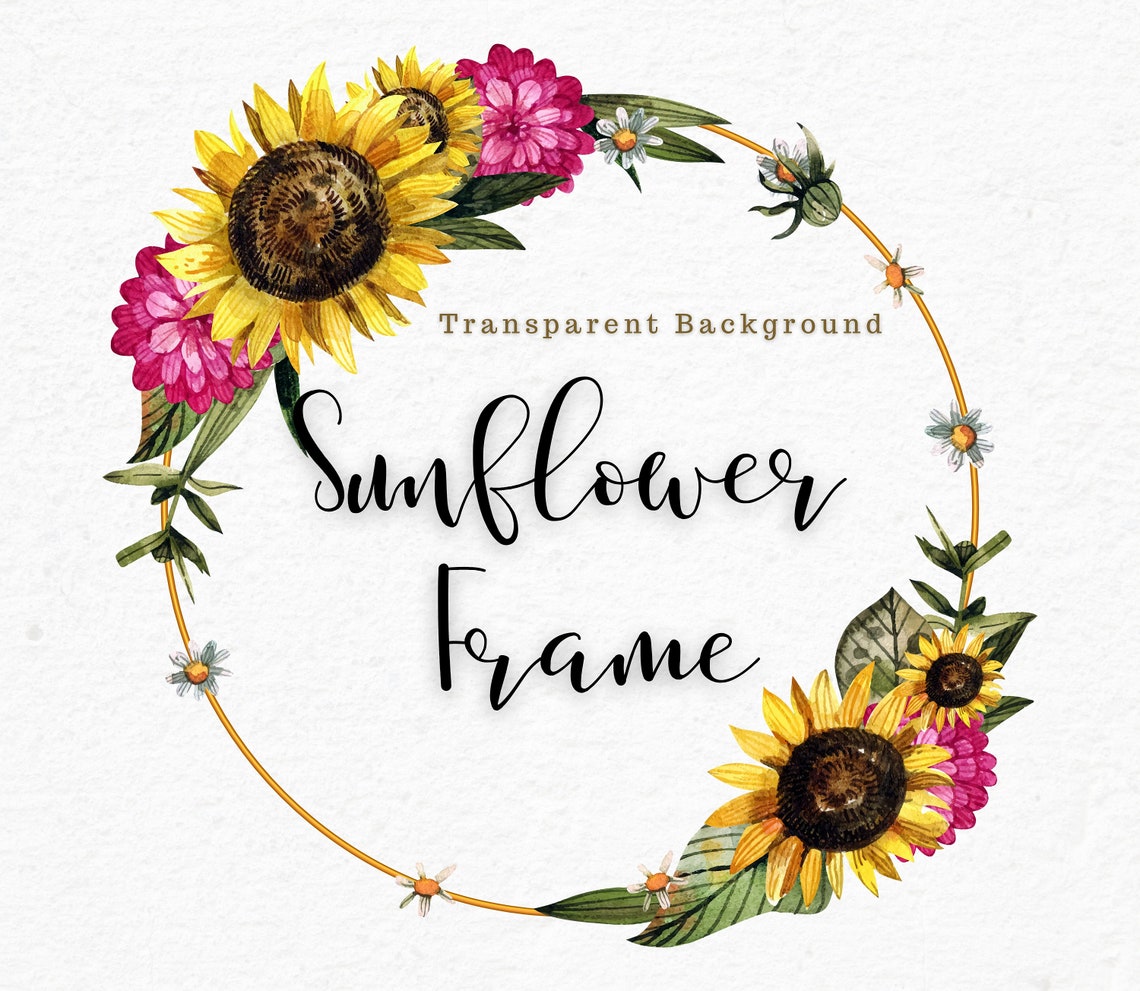 Sunflower Circle Frame Png, Sunflower Gold Wreath, Sunflower Clipart ...