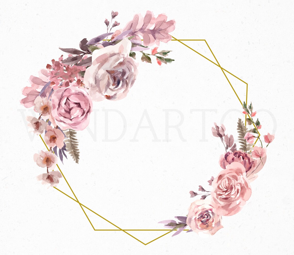 Watercolor Floral Frame Png, Rose Wreath Clipart, Pink Flower Wreath ...