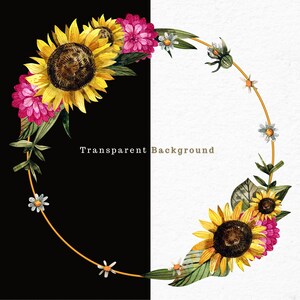 Sunflower Circle Frame Png, Sunflower Gold Wreath, Sunflower Clipart ...