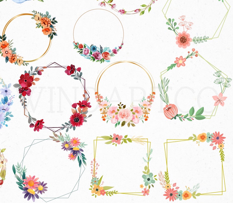 30 Circle Wreath Set, Birthday Wreath Png, Floral Frame Png, Floral ...