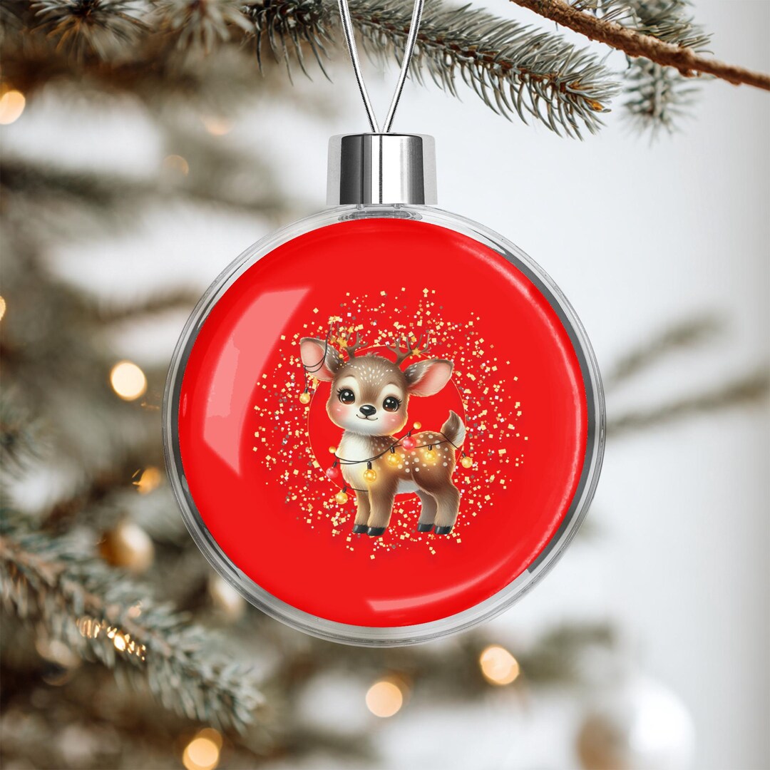 Baby Reindeer Round-shaped Christmas Ornament - Etsy