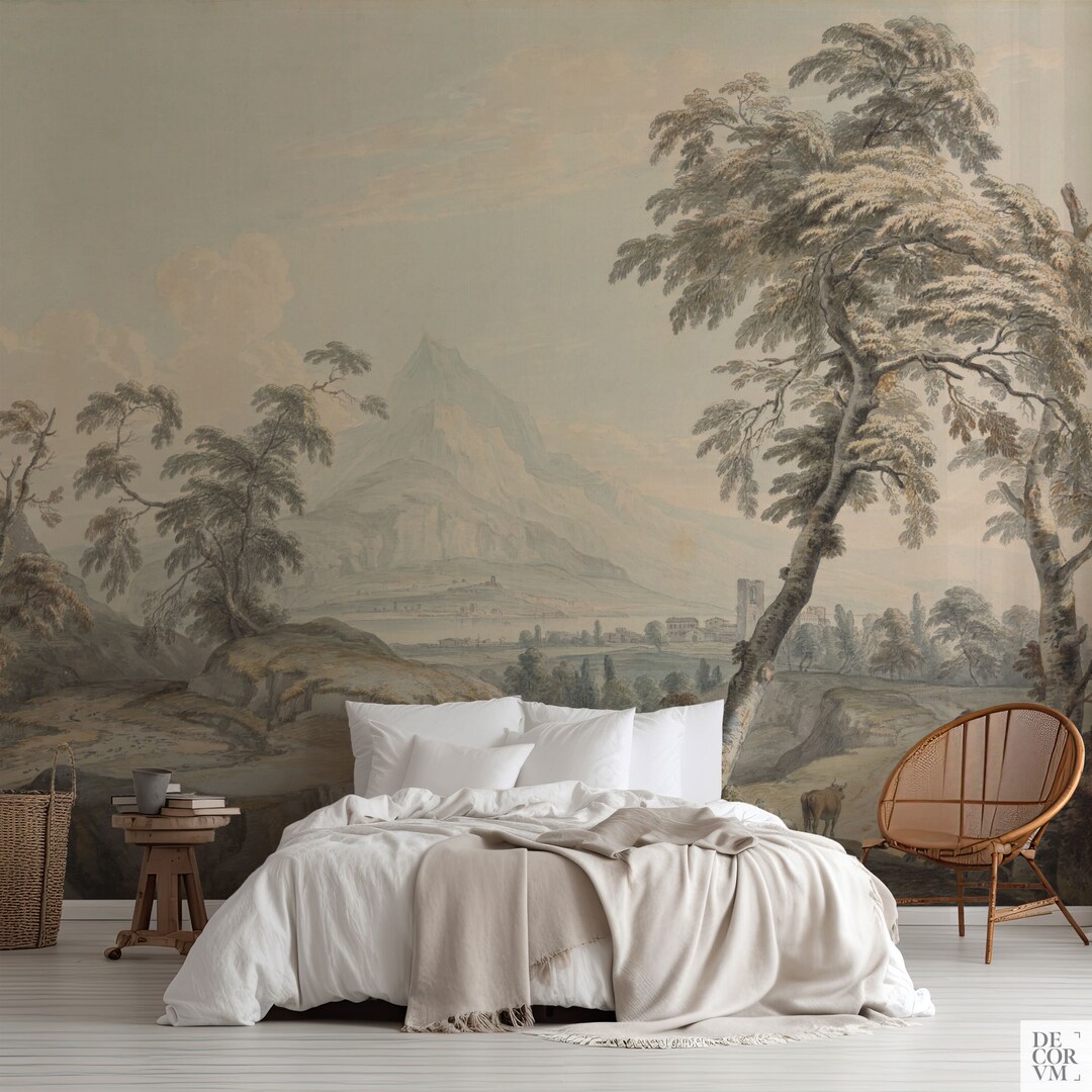 Italian Landscape Wallpaper From the 18th Century. Large Format ...