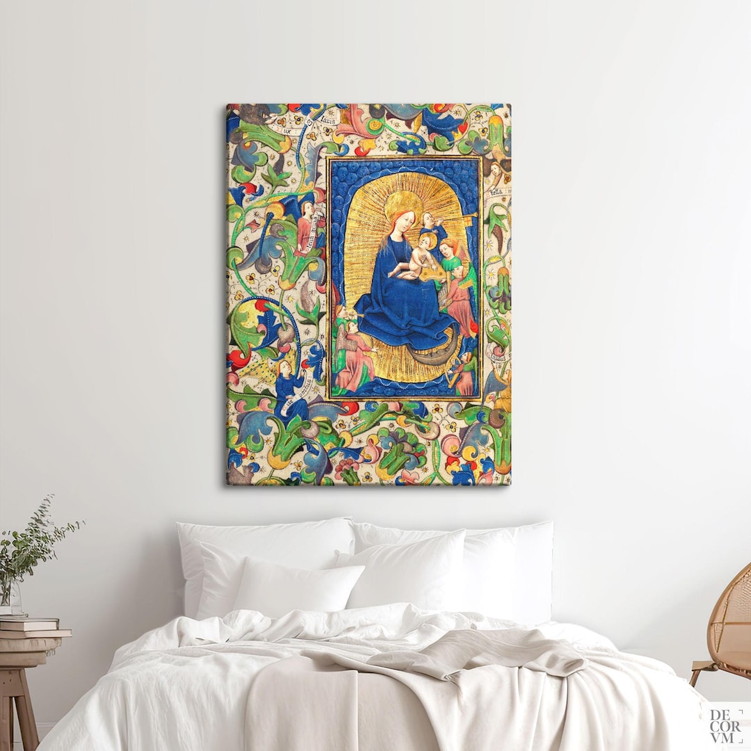 The Virgin and Child With Angels Wall Print, 15th Century Middle Ages ...