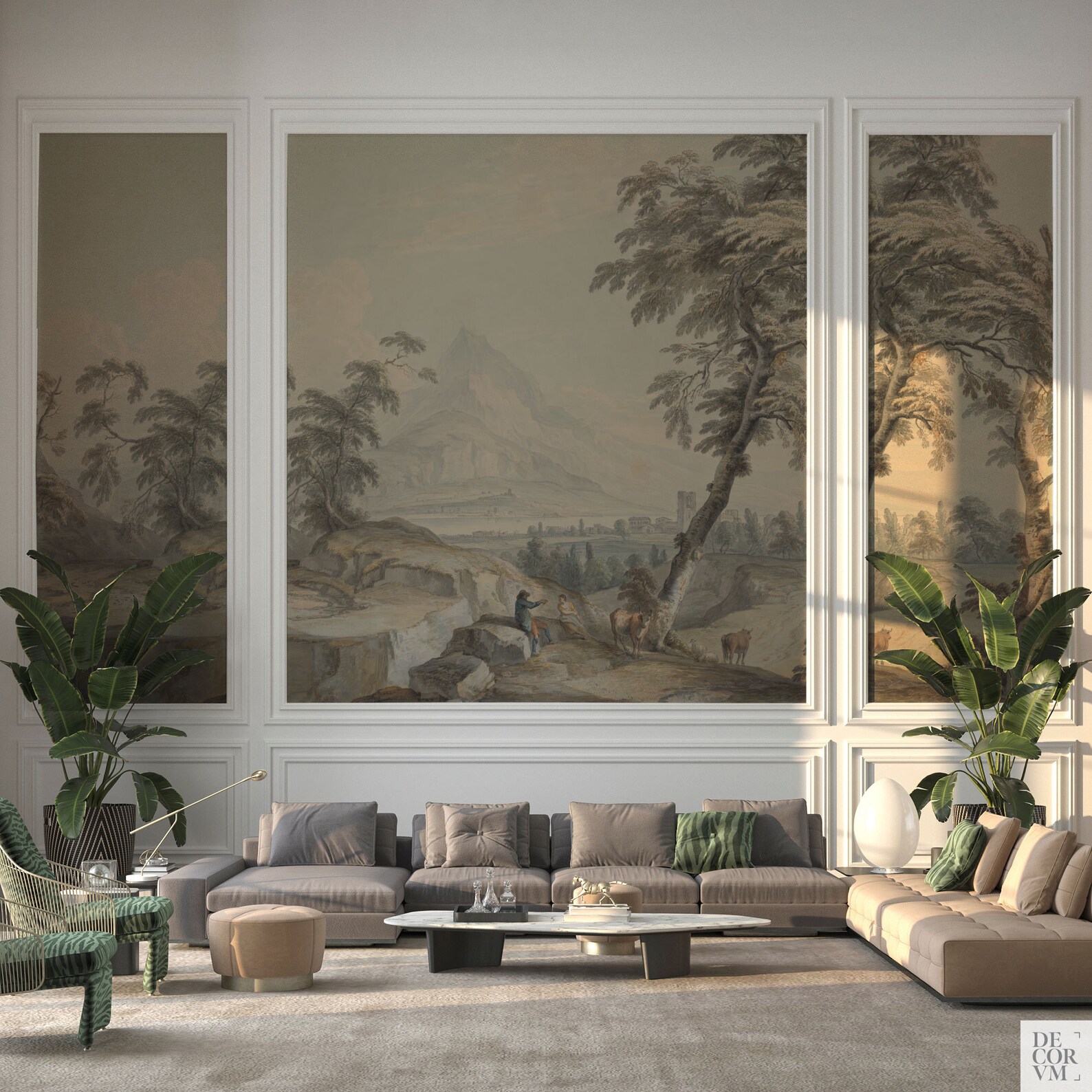 Italian Landscape Wallpaper From the 18th Century. Large Format ...