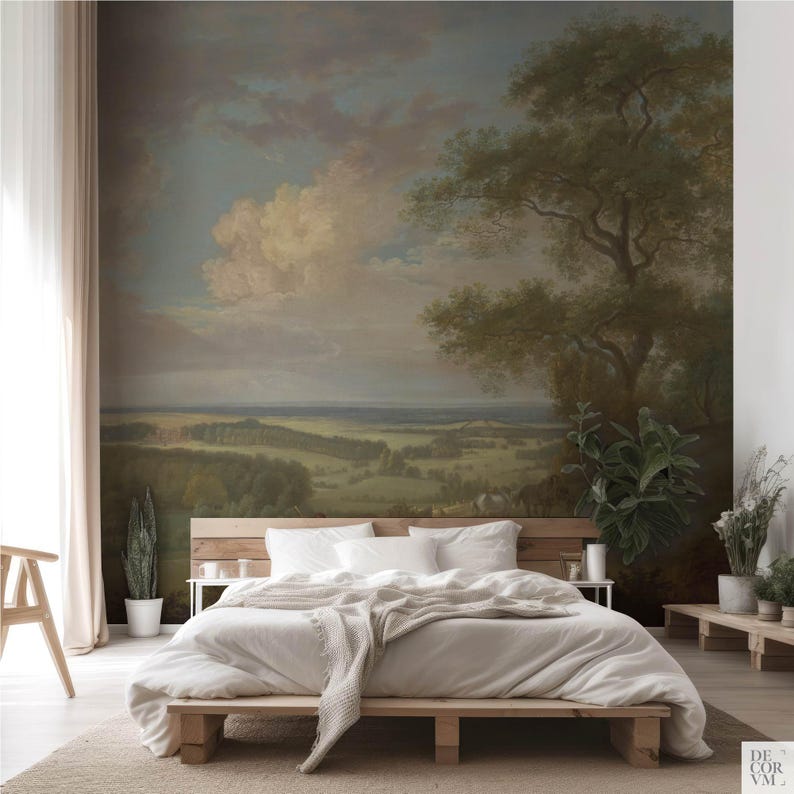 English Countryside Mural: 18th Century Pastoral Landscape, Old Money ...